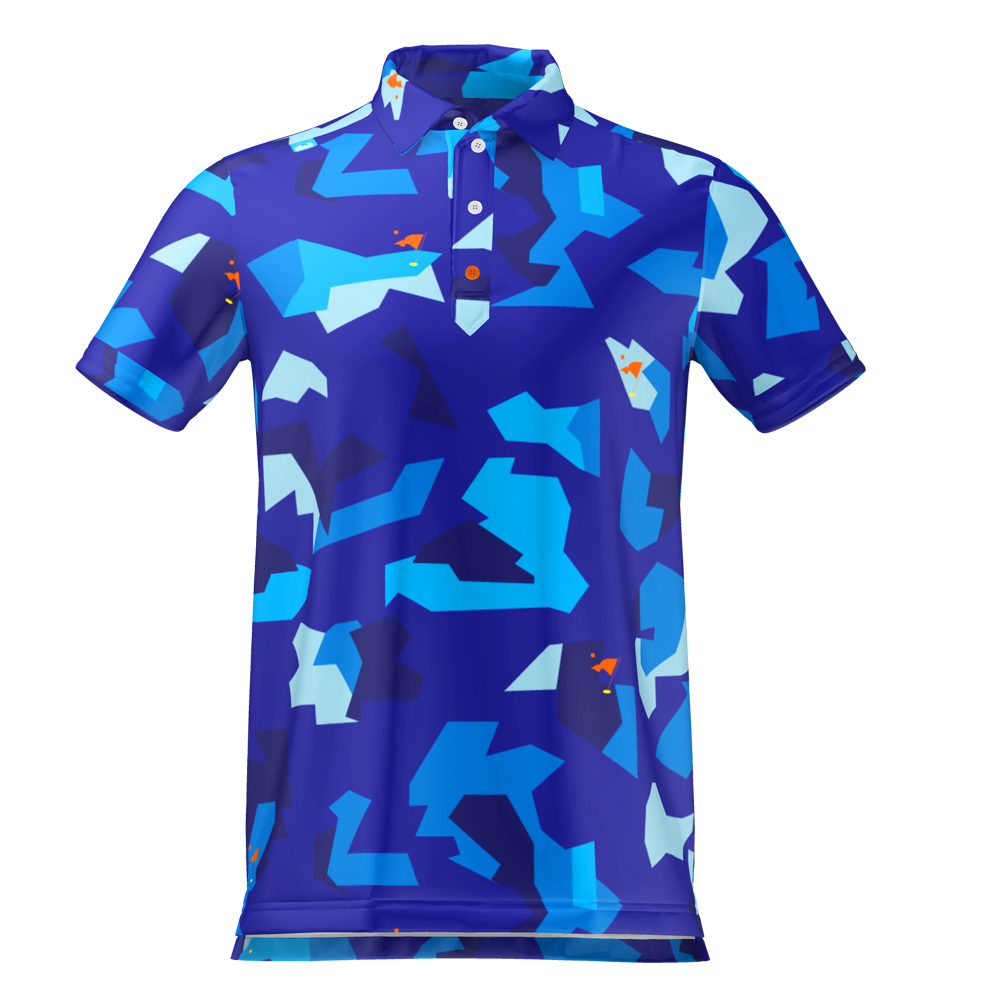 Bunker Mentality Camo Blue Golf Polo Shirt | Golf Polo Shirts & Tops