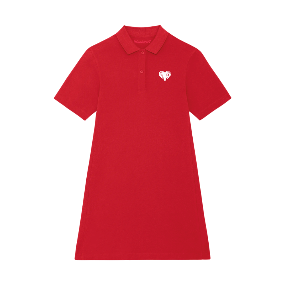 Bunker Woman Heart Golf Polo Dress - Red | Golf Polo Dress – Bunker ...